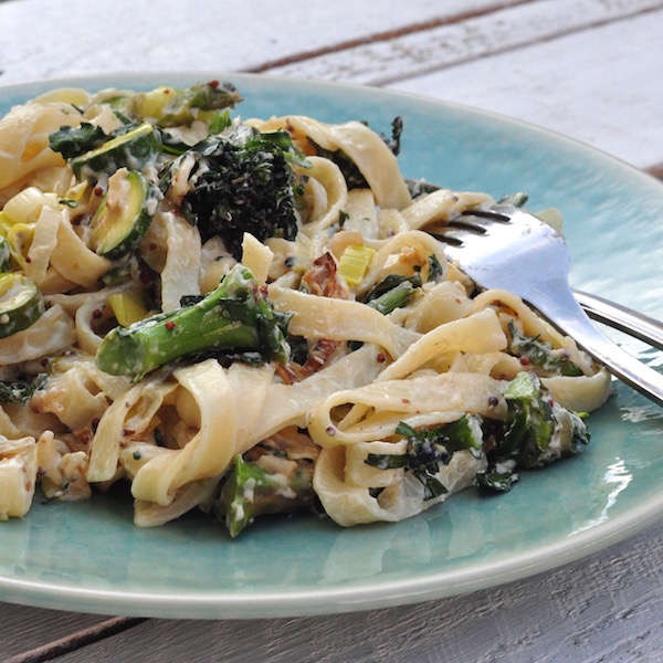 Leek, Courgette and Purple Sprouting Tagliatelle | THUD